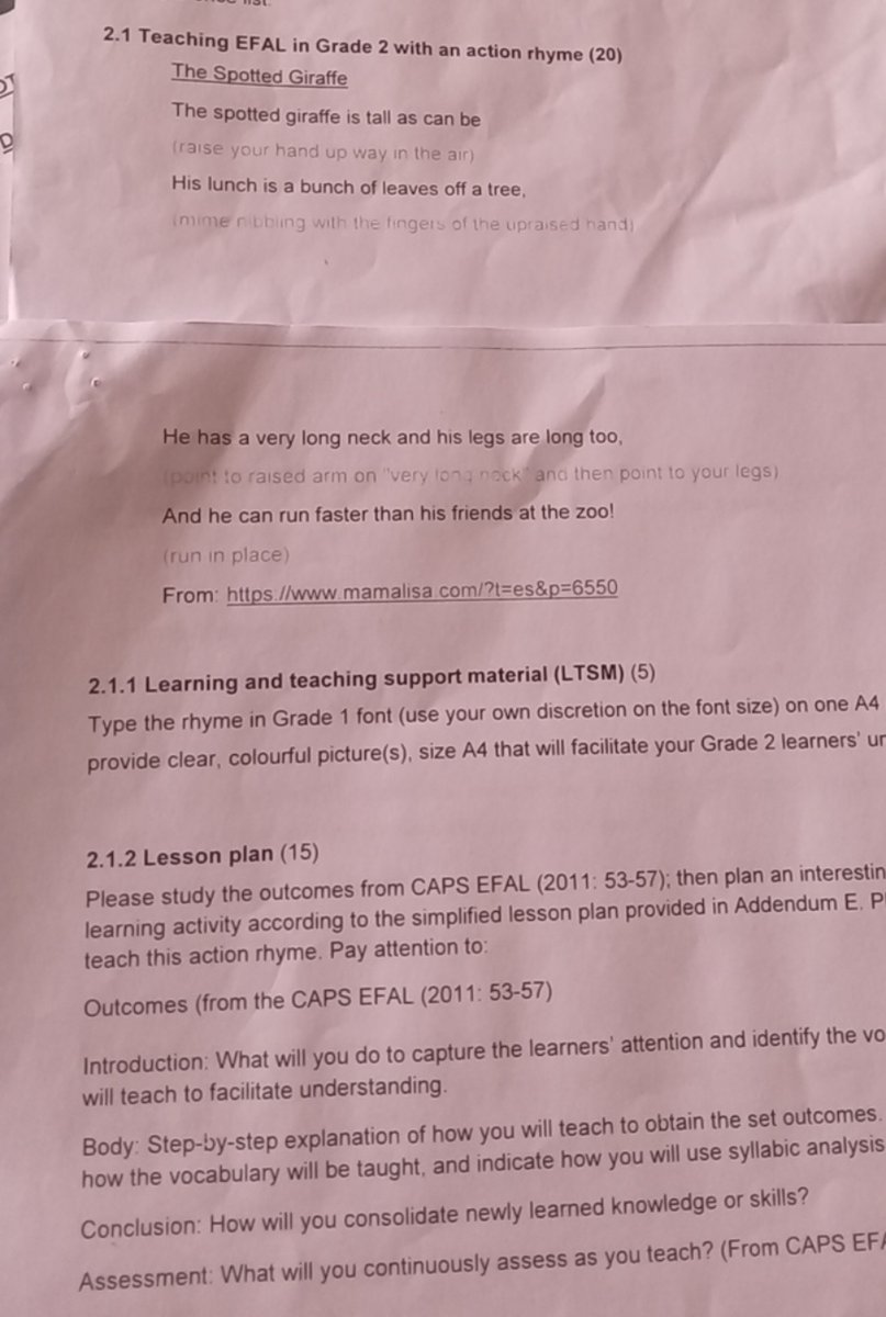 2.1 Teaching EFAL in Grade 2 with an action rhyme (20) The Spotted Giraf..