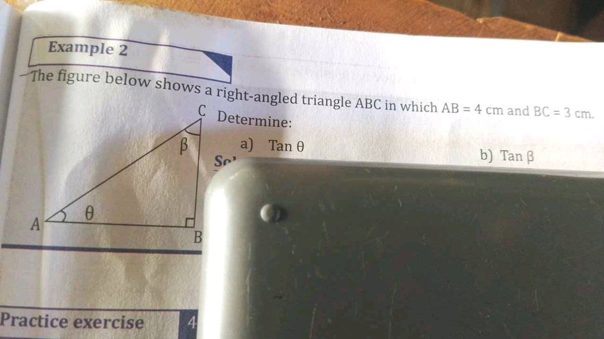 Example 2 The figure below shows a right-angled triangle ABC in which AB