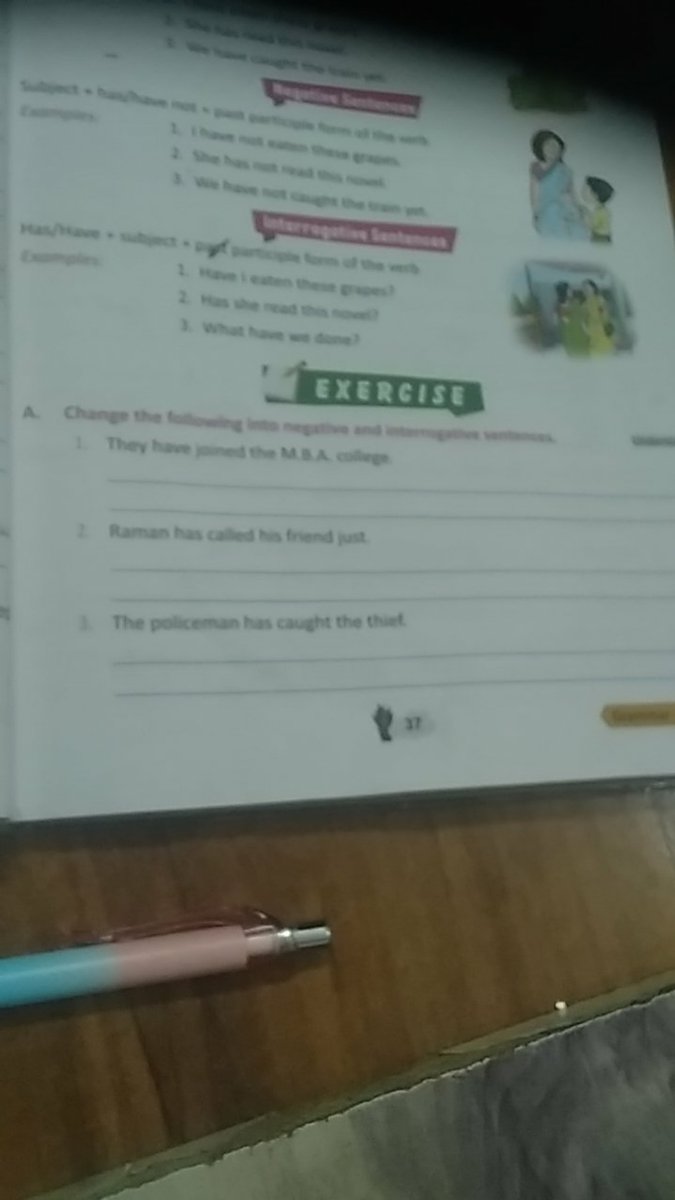 Change the following into negative and interrogative sentences: They hav..