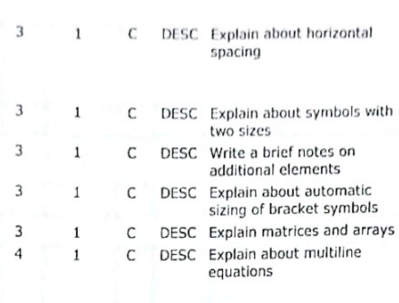 Explain about horizontal spacing. Explain about symbols with two sizes. W..