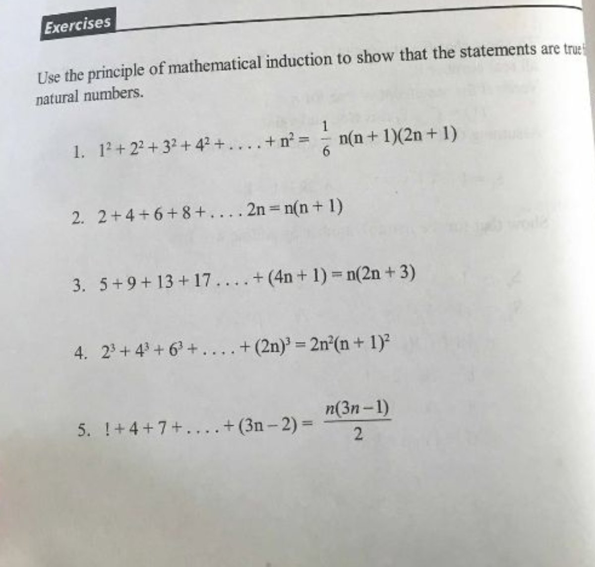 Use the principle of mathematical induction to show that the statements a..