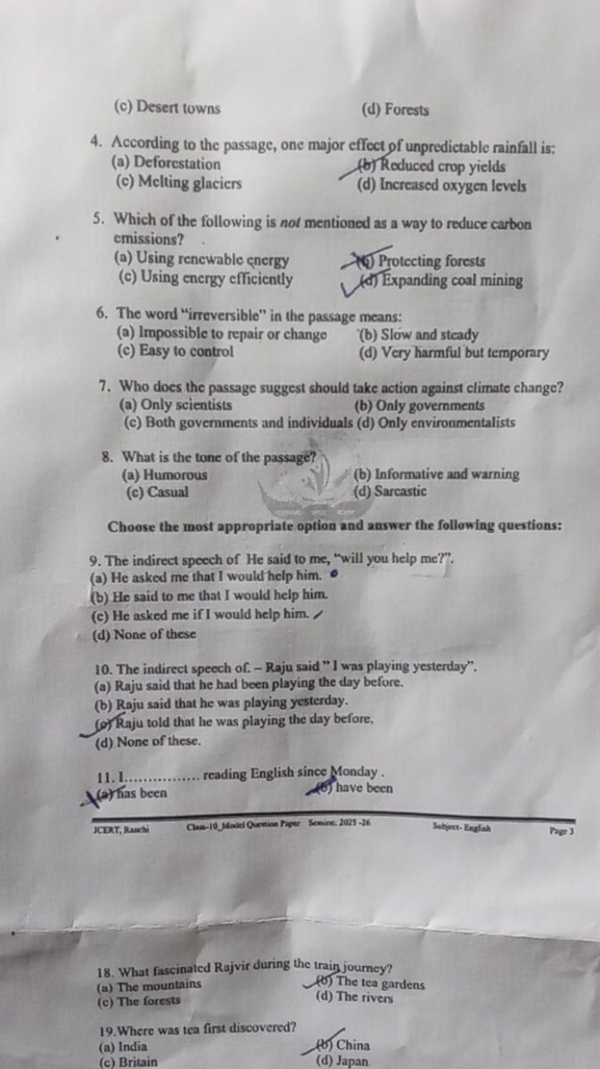 Here are multiple-choice questions based on a passage (which is not provi..