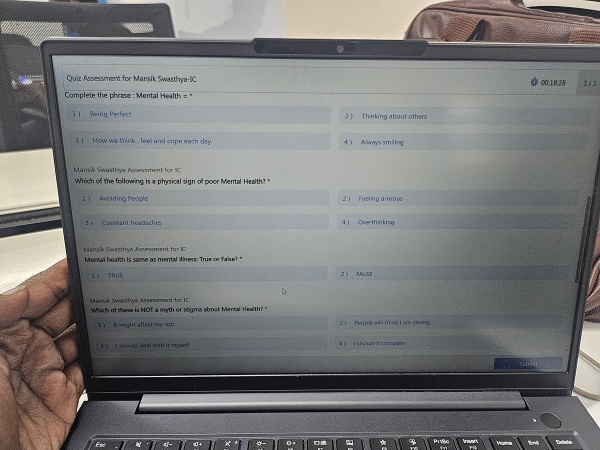 Quiz Assessment for Mansik Swasthya-IC Complete the phrase: Mental Healt..