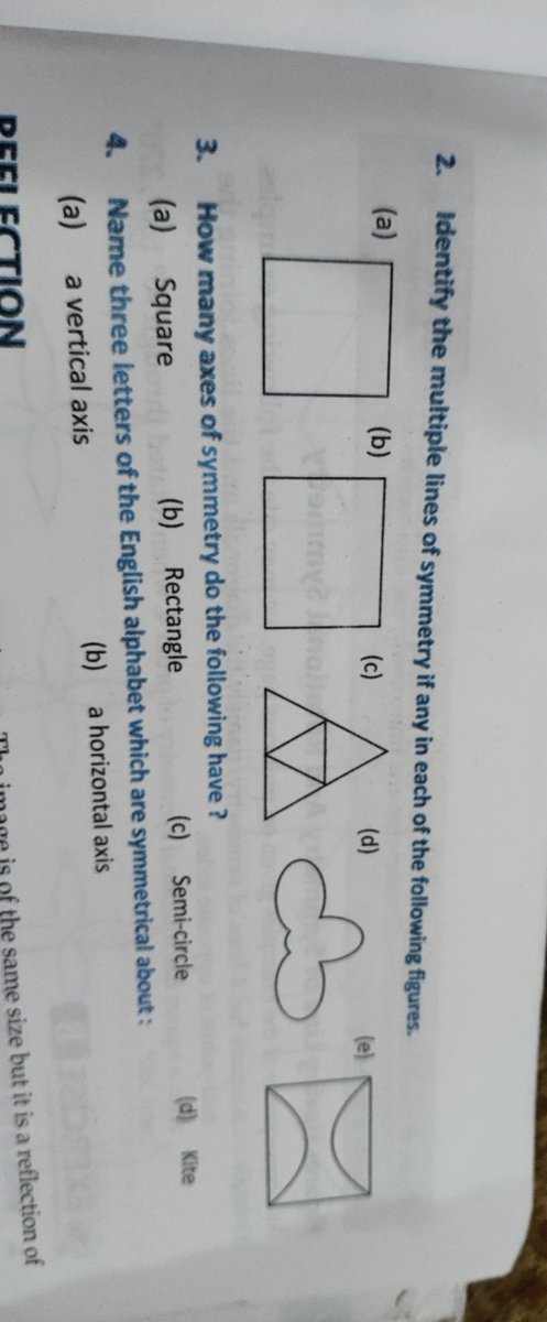 Identify the multiple lines of symmetry if any in each of the following f..