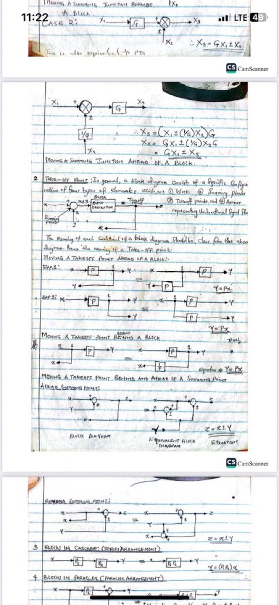 The provided image contains notes and diagrams related to block diagram r..