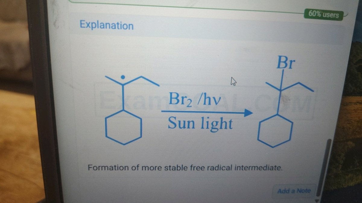 Explanation [Diagram showing a cyclohexane ring with an isopropyl group