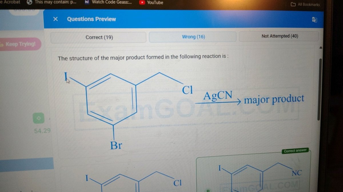 The structure of the major product formed in the following reaction is: