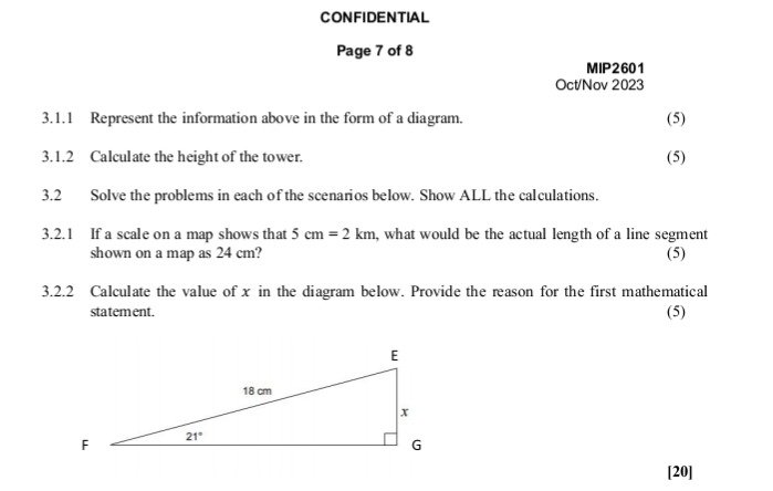 3.1.1 Represent the information above in the form of a diagram. 3.1.2 Cal..