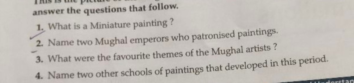 Answer the questions that follow. What is a Miniature painting? Name two..