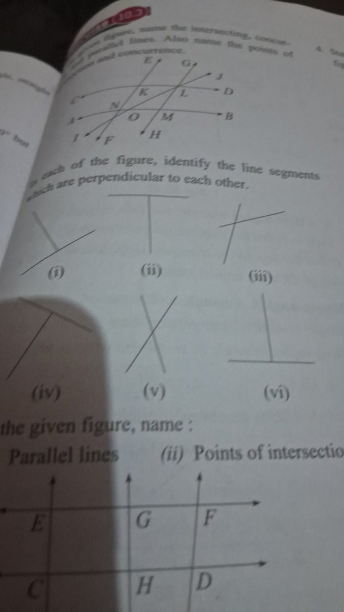In each of the figures, identify the line segments which are perpendicula..