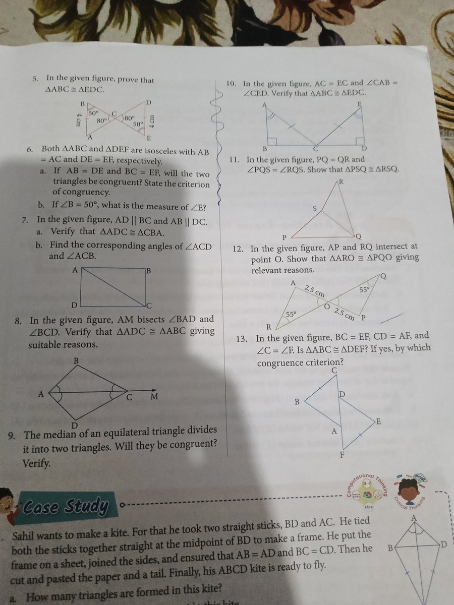 In the given figure, prove that \triangle ABC \cong \triangle EDC. Both