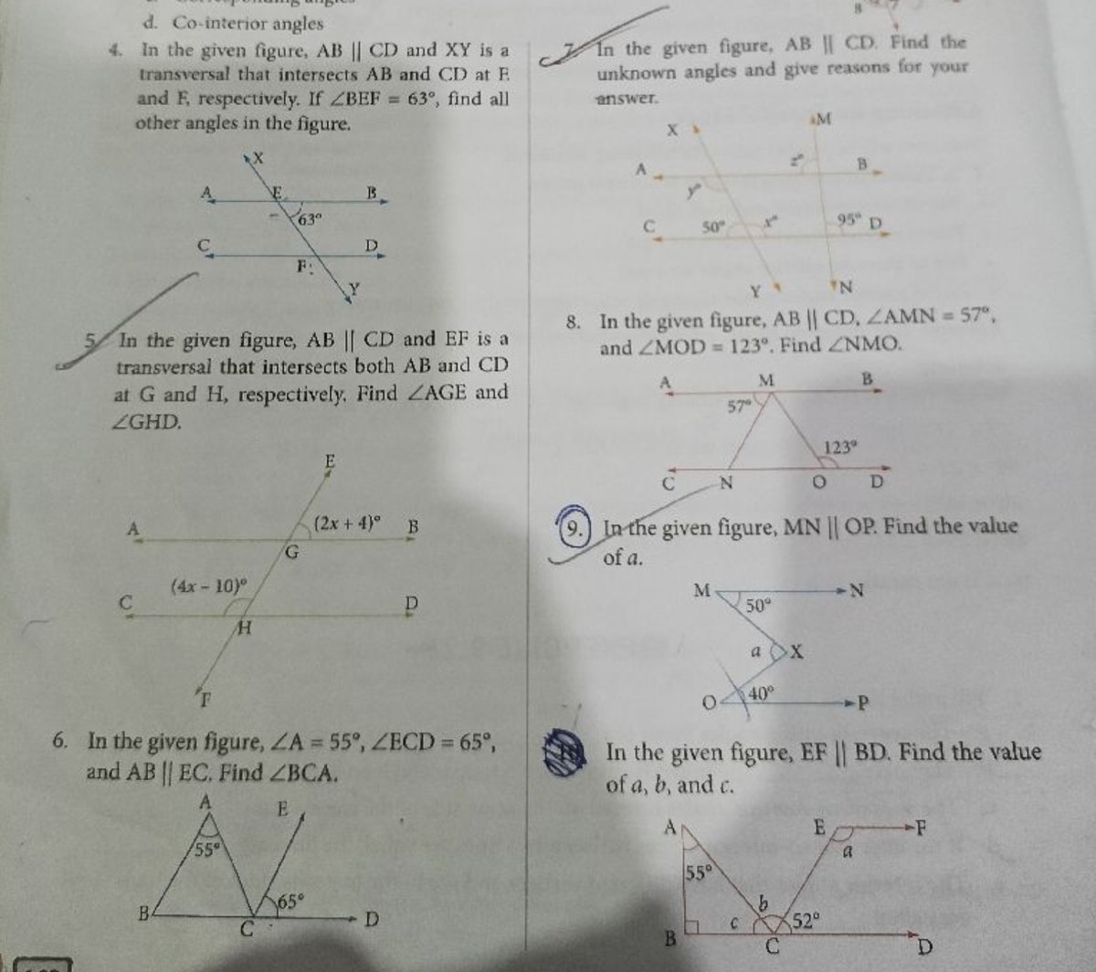 In the given figure, MN || OP. Find the value of a. (Diagram shows two p..