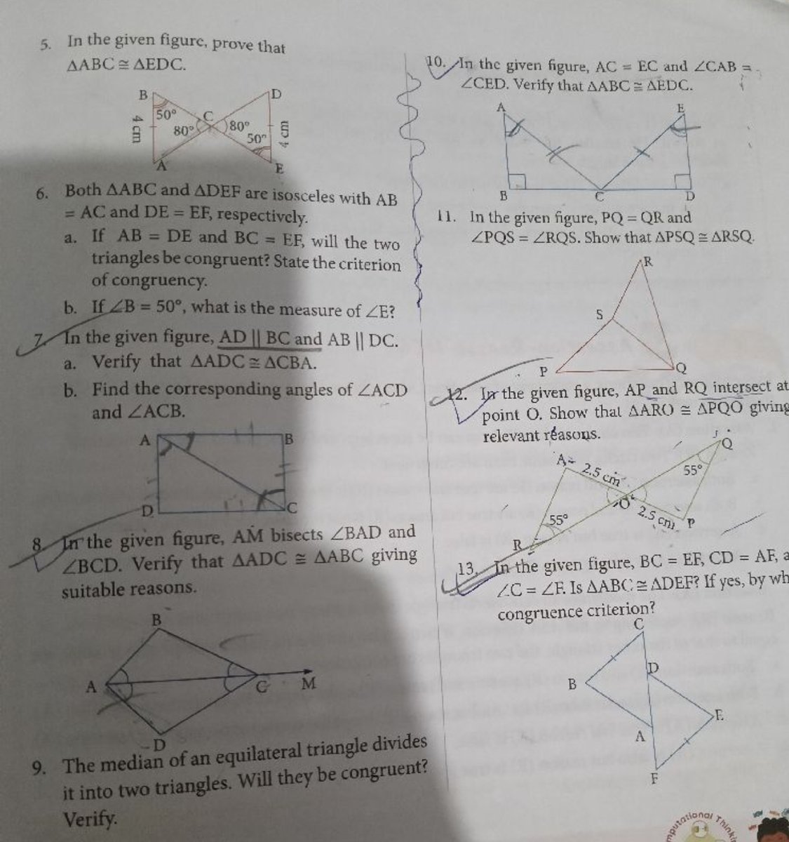 In the given figure, prove that \triangle ABC \cong \triangle EDC. Both