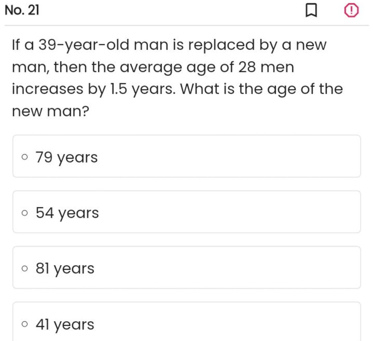 If a 39-year-old man is replaced by a new man, then the average age of 28..