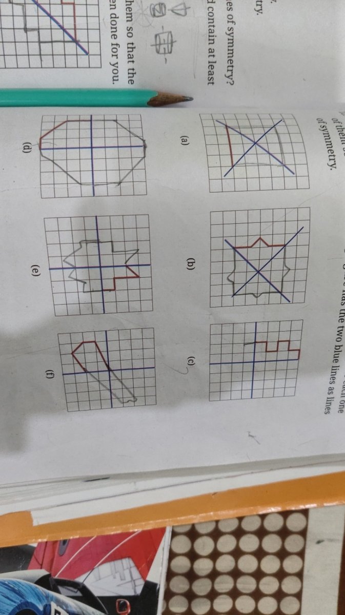 The question asks to draw the lines of symmetry for the given figures (a)..