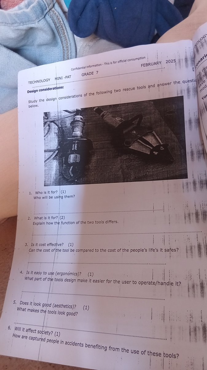 TECHNOLOGY MINI-PAT GRADE 7 FEBRUARY 2025 Design considerations: Study t..
