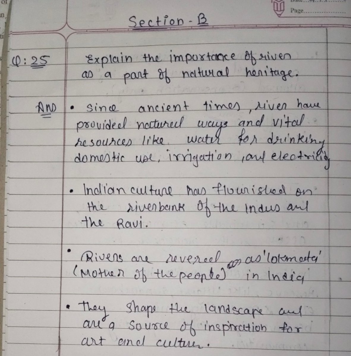 Explain the importance of rivers as a part of natural heritage. | Filo