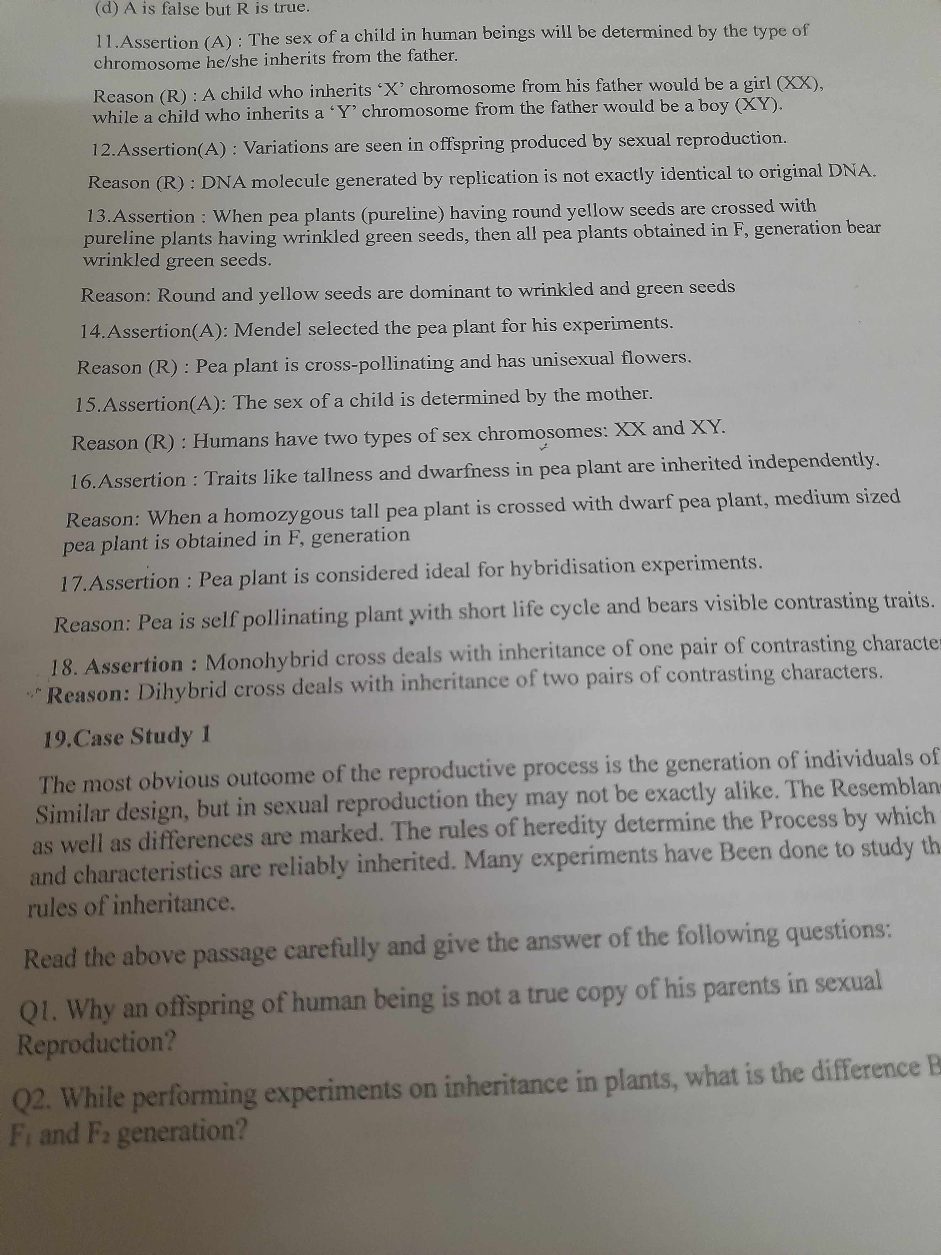 Case Study 1 The most obvious outcome of the reproductive process is the..