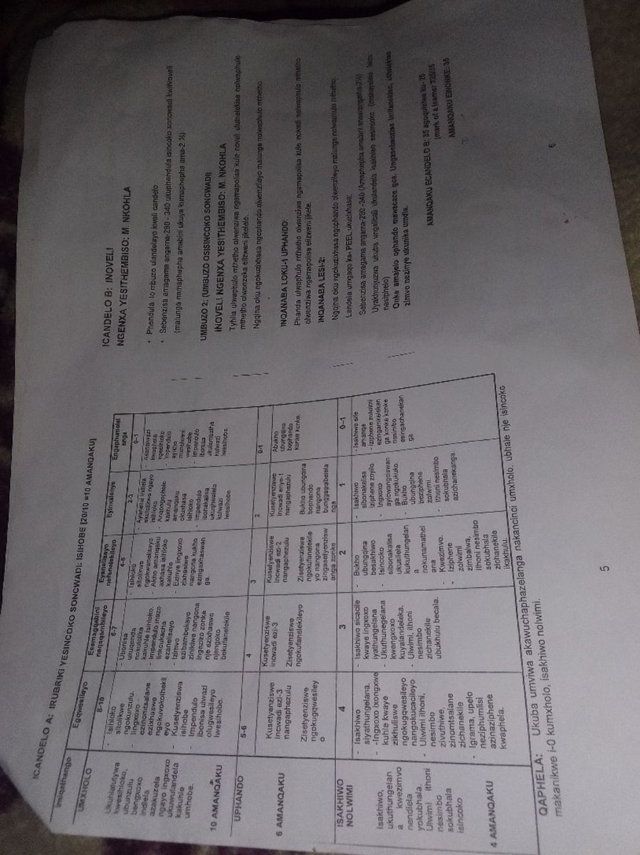 Phendula lo mbuzo ulandelayo kweli candelo. Sebenzisa amagama angama-290..