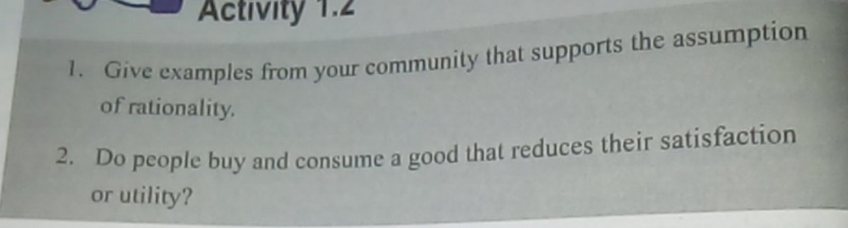 Activity 1.2 Give examples from your community that supports the assumpt..