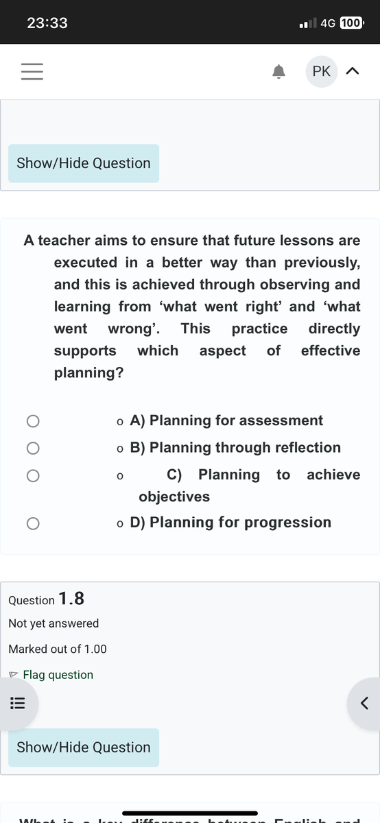 A teacher aims to ensure that future lessons are executed in a better way..