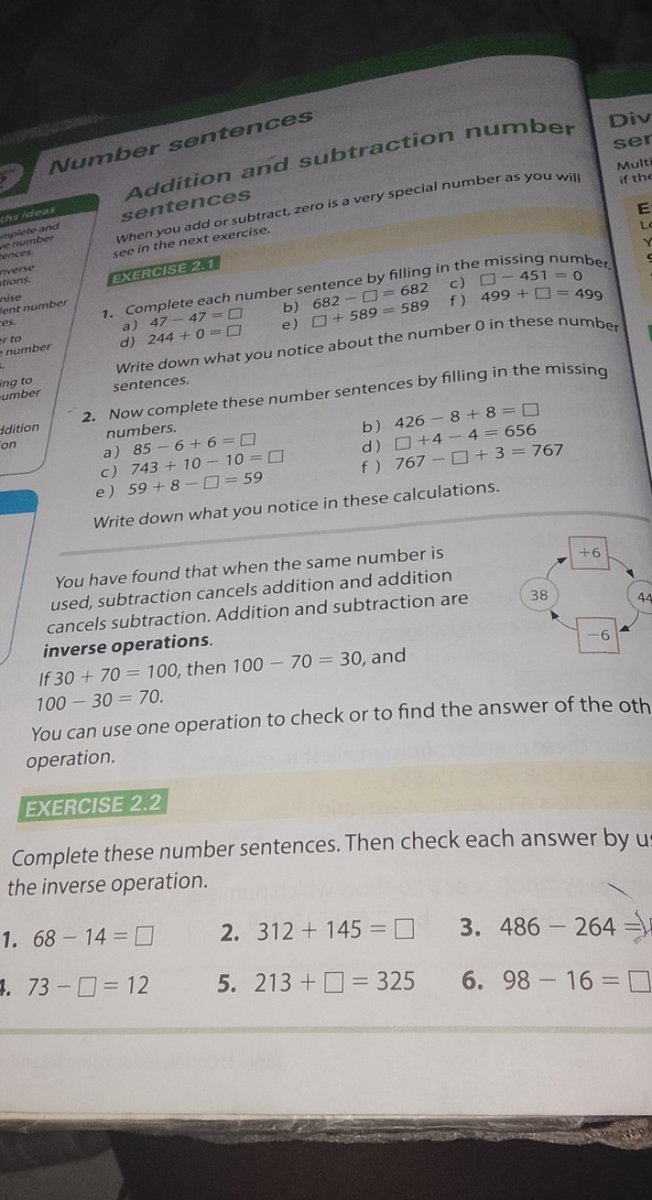 Number sentences Addition and subtraction number sentences When you add o..