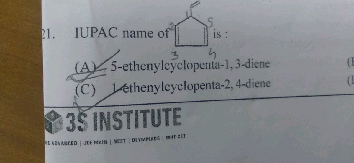 IUPAC name of the given compound is: Diagram of a cyclic compound with a..