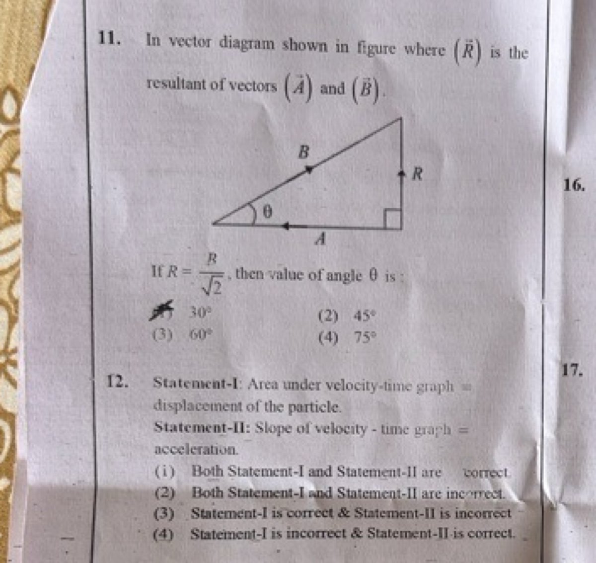 In vector diagram shown in figure where (\vec{R}) is the resultant of vec..