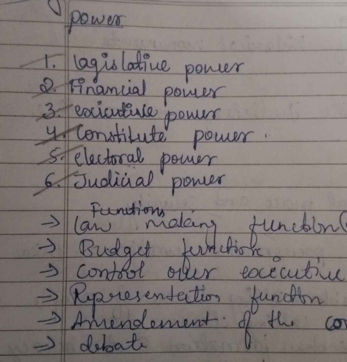 The image lists different types of powers and functions. Please elaborate..