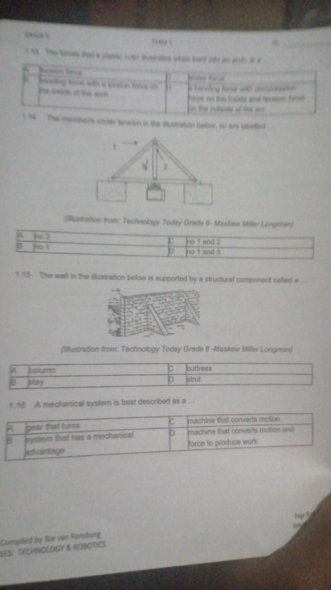 1.13 The forces that a plastic ruler illustrates when bent into an arch,