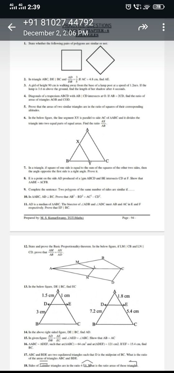 Here are multiple questions from a math worksheet. Please provide solutio..