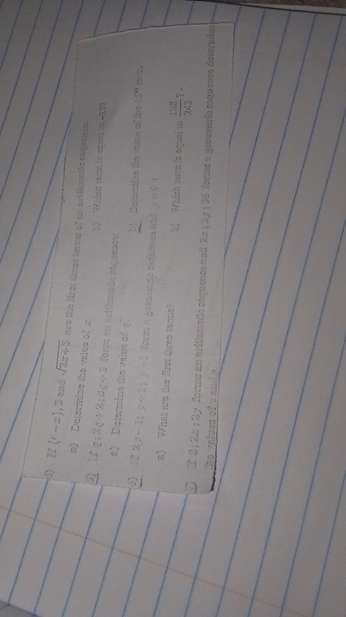 Here are a series of questions related to sequences: Question 1: If (6-x..