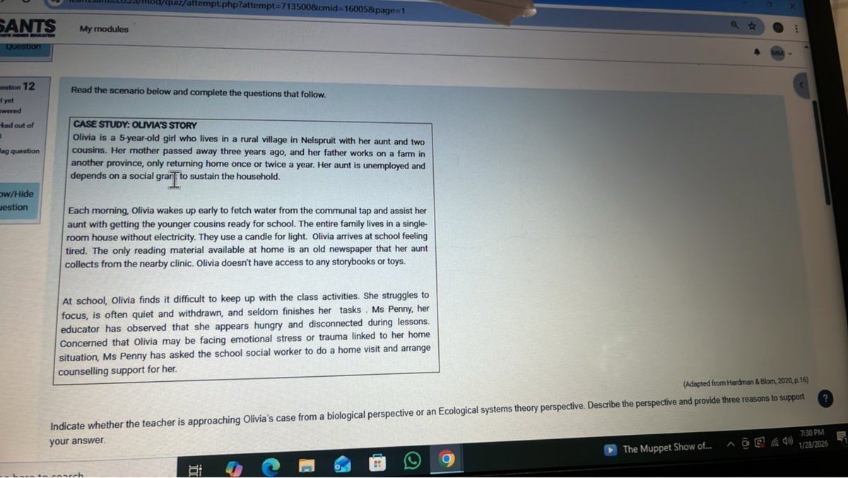 Read the scenario below and complete the questions that follow. CASE STU..
