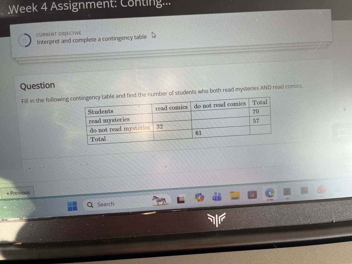 Fill in the following contingency table and find the number of students w..