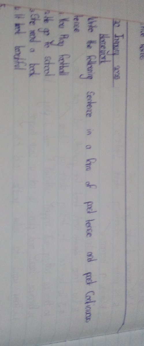 Write the following sentences in a form of past tense and past continuous..