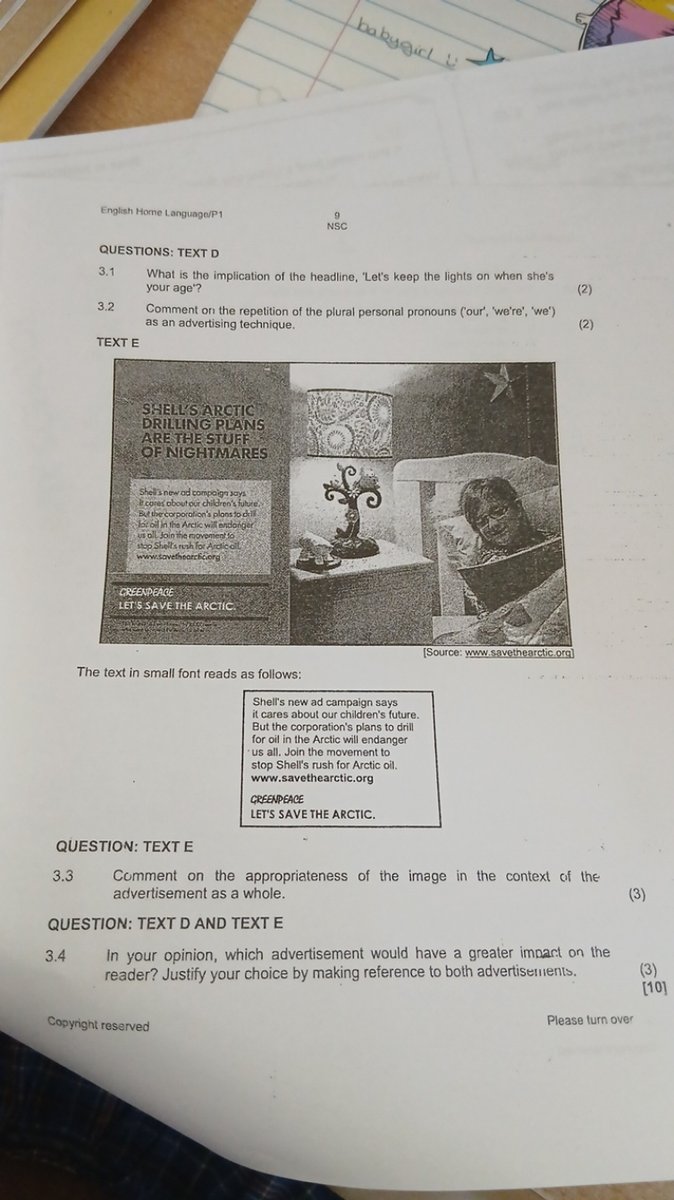 QUESTIONS: TEXT D 3.1 What is the implication of the headline, 'Let's ke..