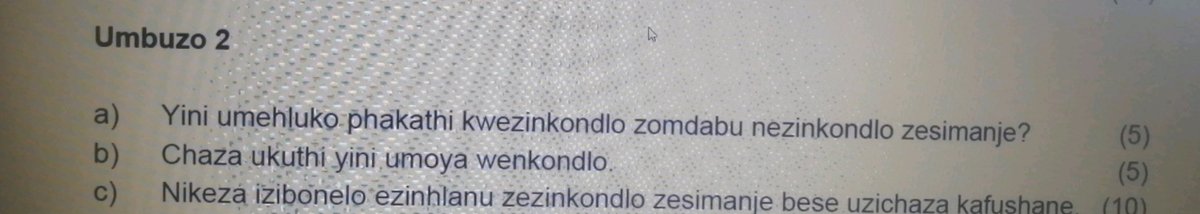 Umbuzo 2 a) Yini umehluko phakathi kwezinkondlo zomdabu nezinkondlo zesim..