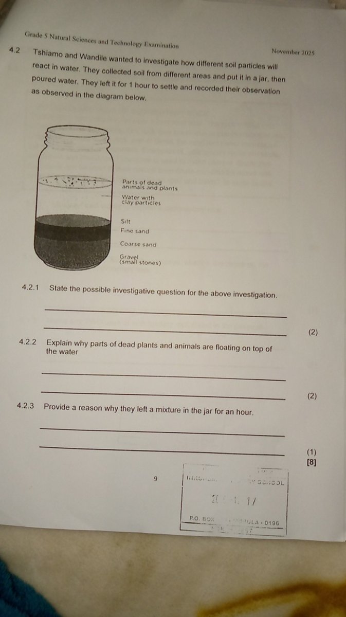 Grade 5 Natural Sciences and Technology Examination 4.2 Tshiamo and Wand..
