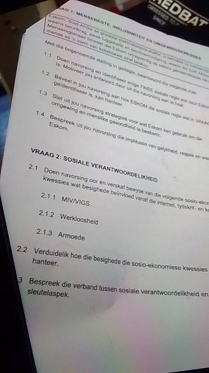 VRAAG 1: MENSEREGTE, INKLUSIWITEIT EN OMGEWINGSKWESSIES Eskom, Suid-Afri..