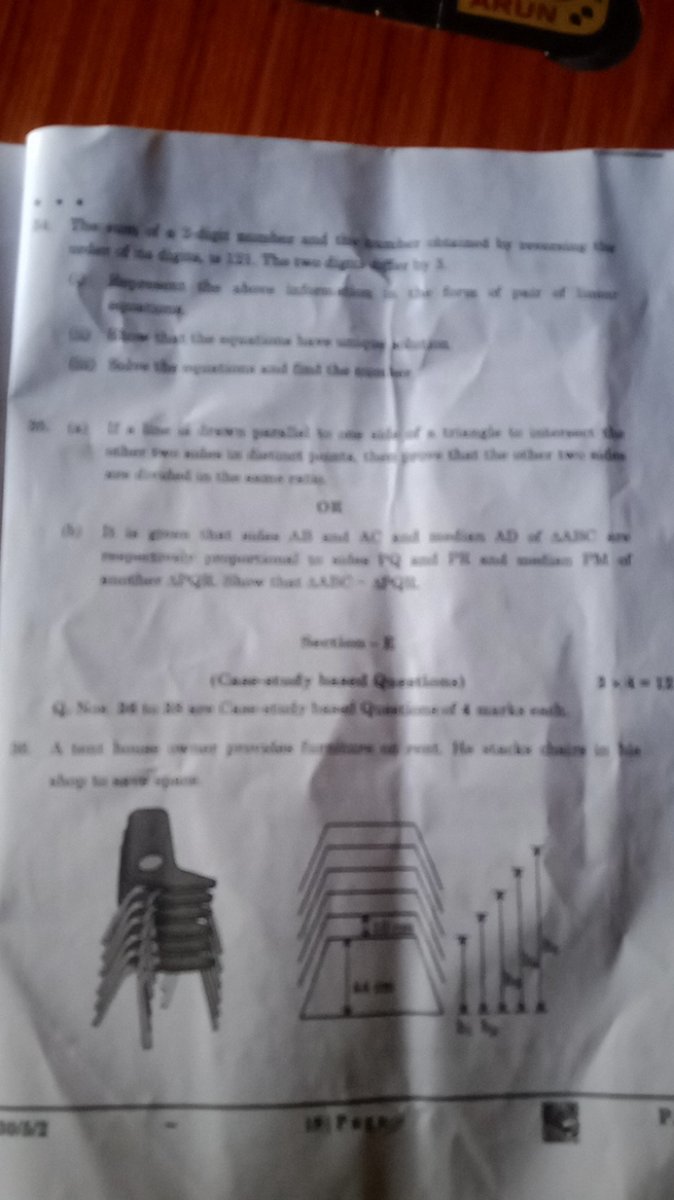 Section - E (Case-study based Questions) Q. Nos. 36 to 38 are Case-study