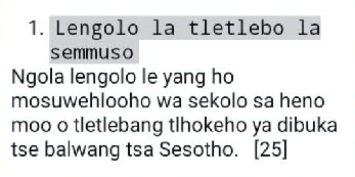 Lengolo la tletlebo la semmuso Ngola lengolo le yang ho mosuwehlooho wa
