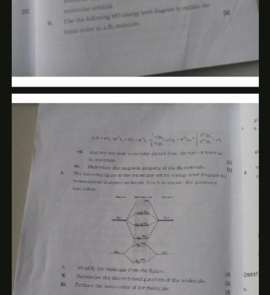 a. Use the following MO energy level diagram to explain the bond order in..
