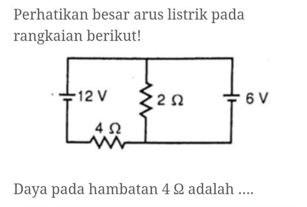 Perhatikan besar arus listrik pada rangkaian berikut! (Diagram of an ele..