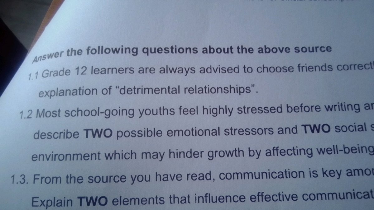 Answer the following questions about the above source 1.1 Grade 12 learn..