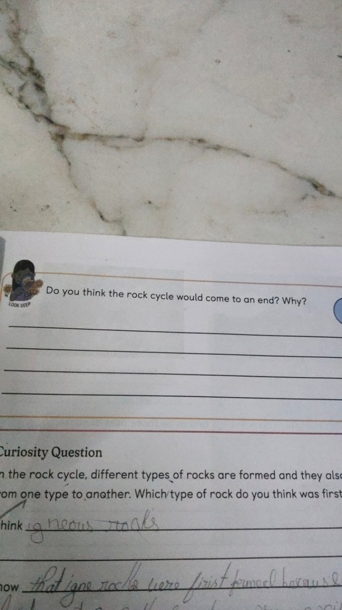 Do you think the rock cycle would come to an end? Why? Curiosity Questio..