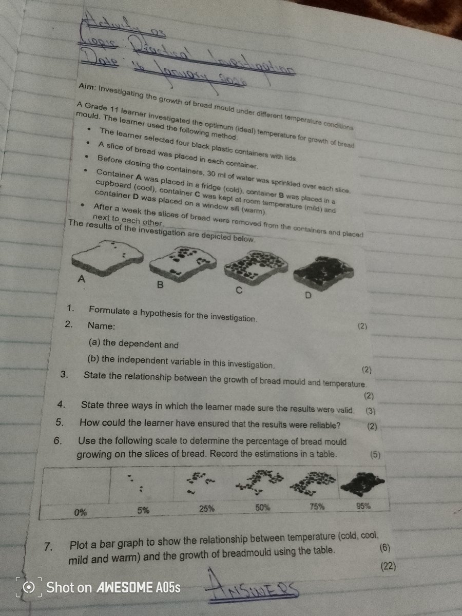 Activity 03 Date: 16 January 2016 Aim: Investigating the growth of bread..