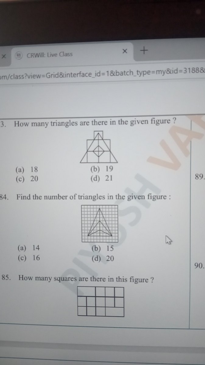 How many triangles are there in the given figure? (a) 18 (c) 20 (b) 19