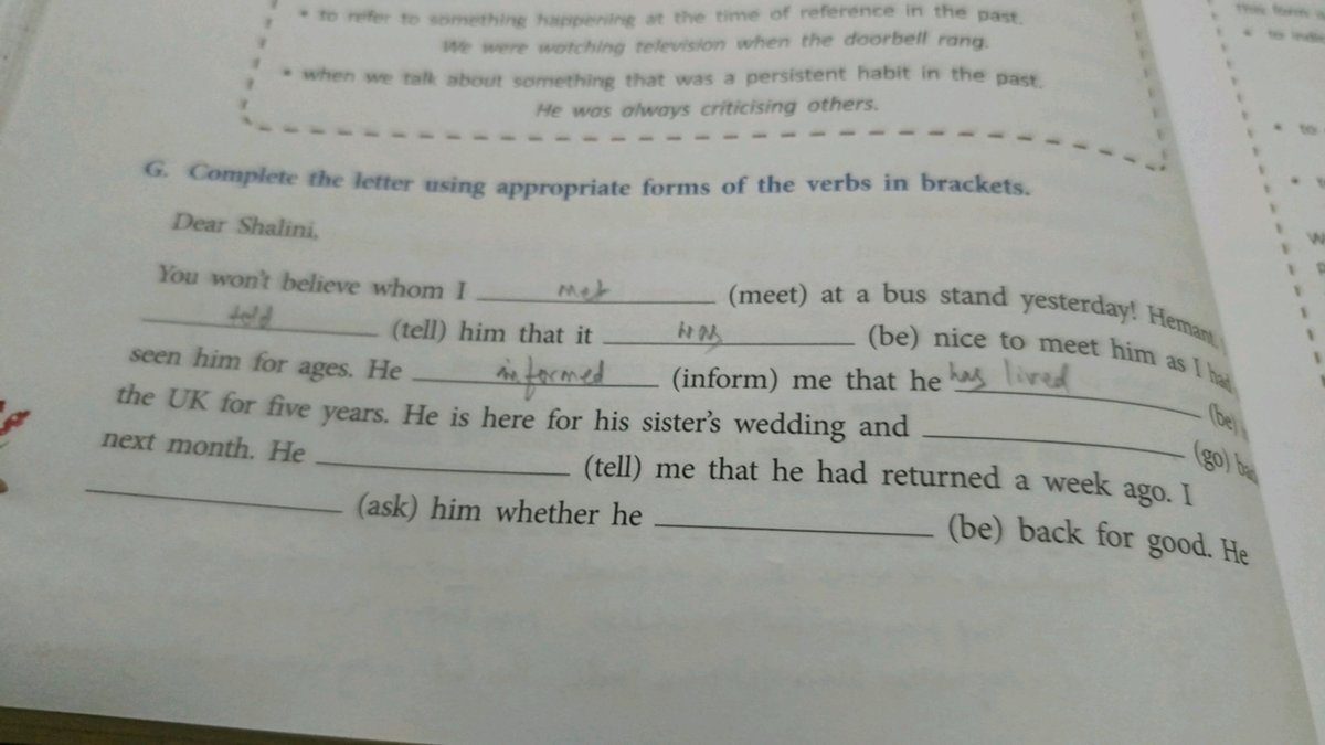 Complete the letter using appropriate forms of the verbs in brackets. De..