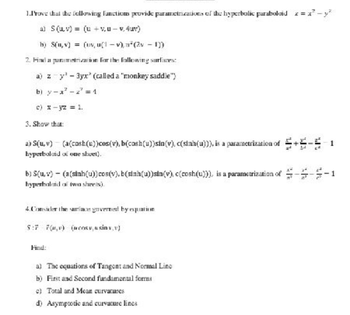 Prove that the following functions provide parametrizations of the hyperb..