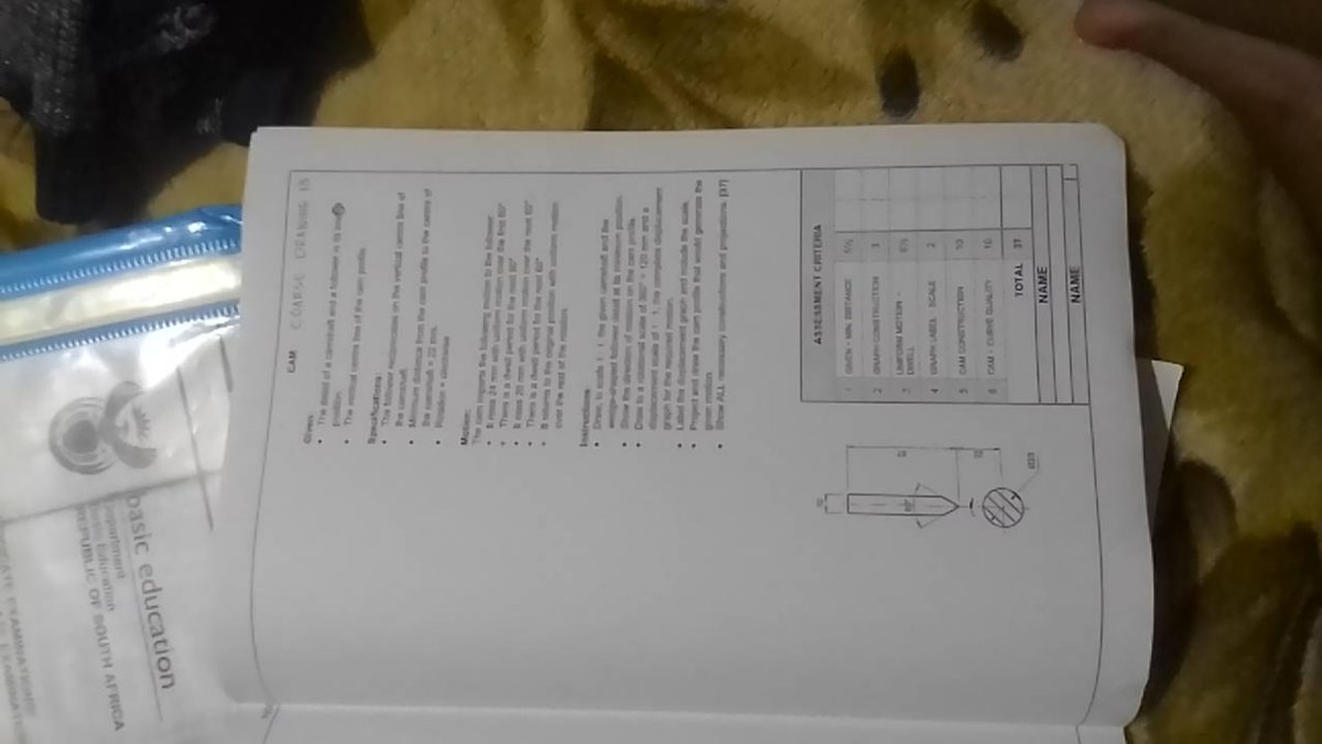 CAM COURSE DRAWING 13 Given: The detail of a camshaft and a follower in